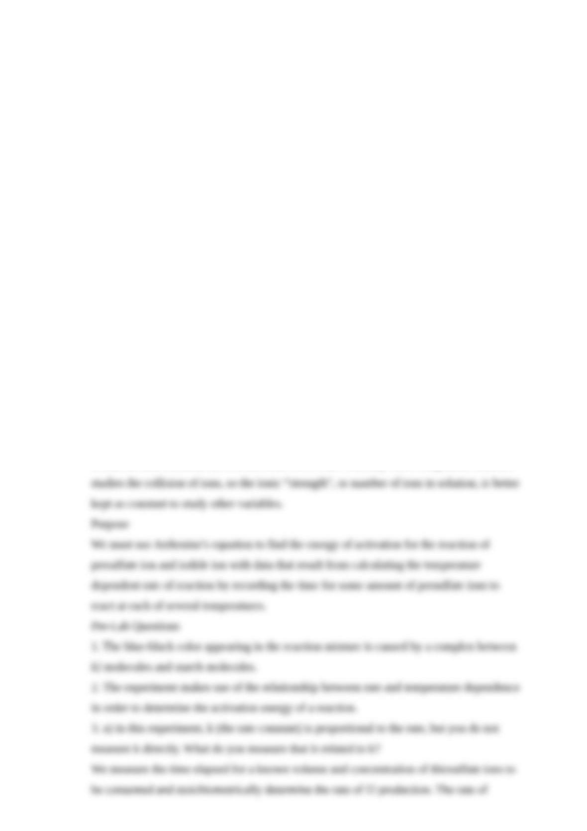 Arrhenius Equation | Course Paper