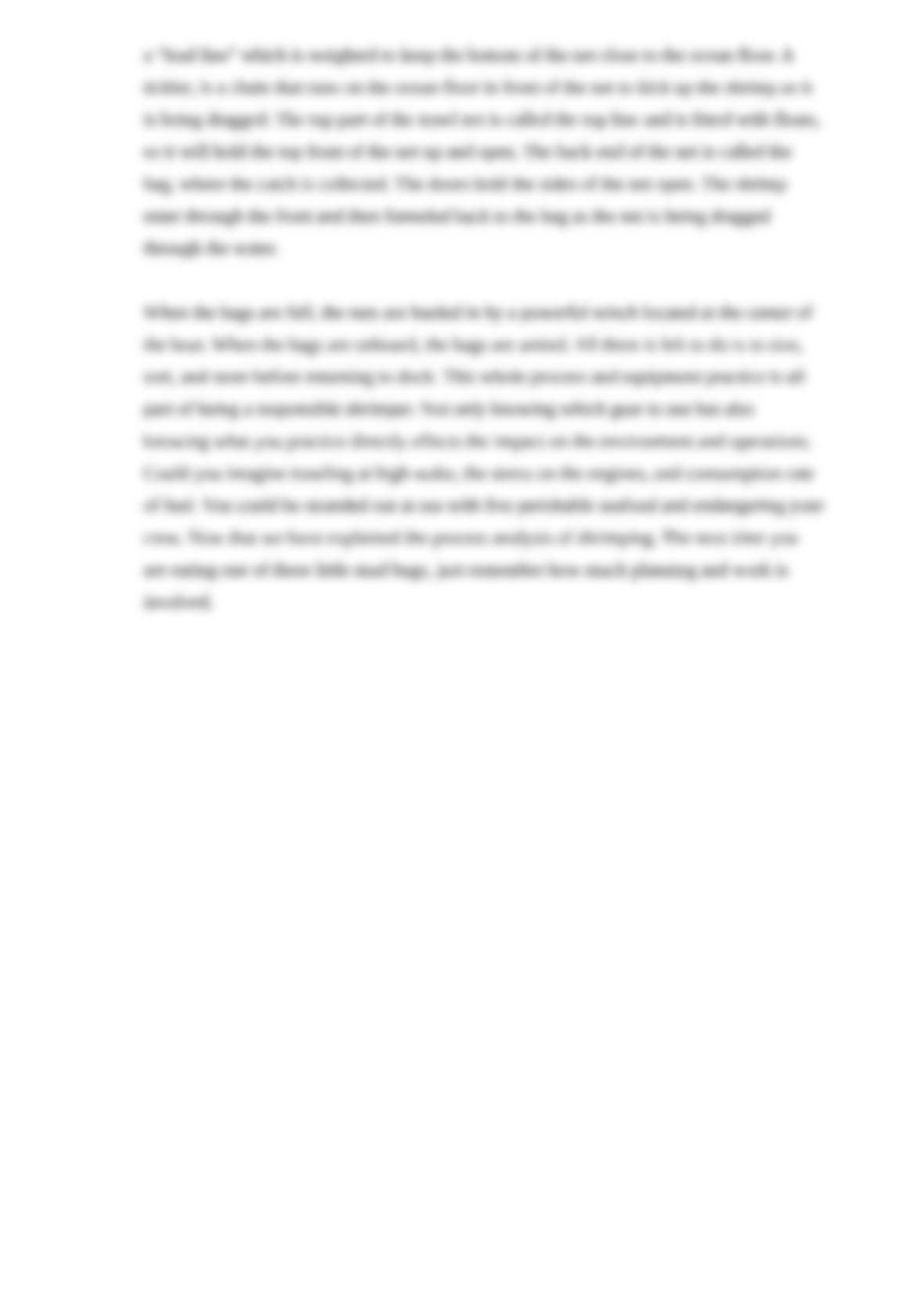 Shrimp Trawling Process Analysis | Course Paper