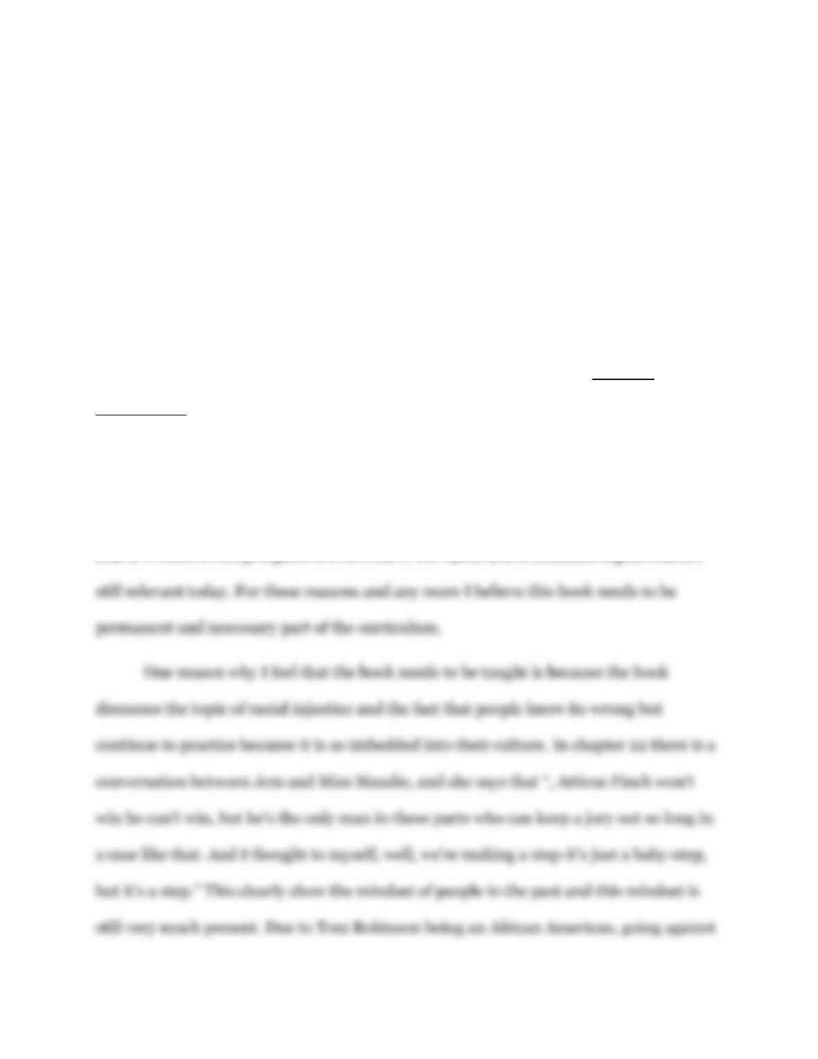 To kill a Mockingbird essay | Course Paper