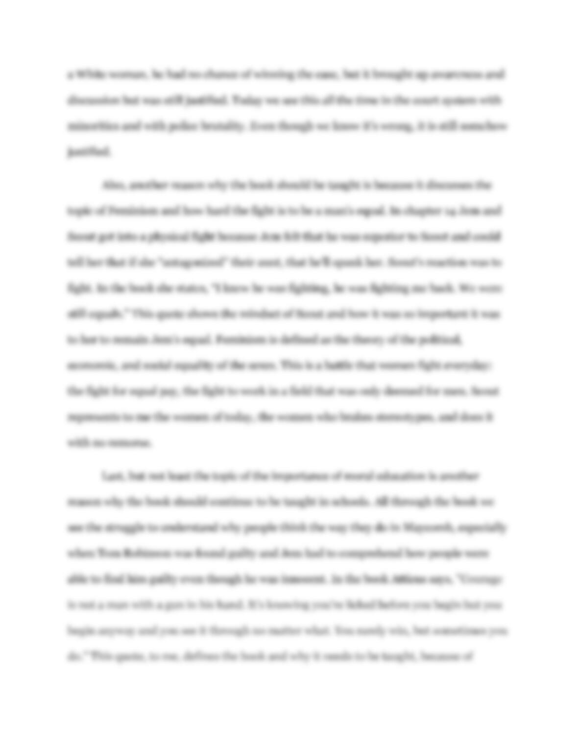 To kill a Mockingbird essay | Course Paper