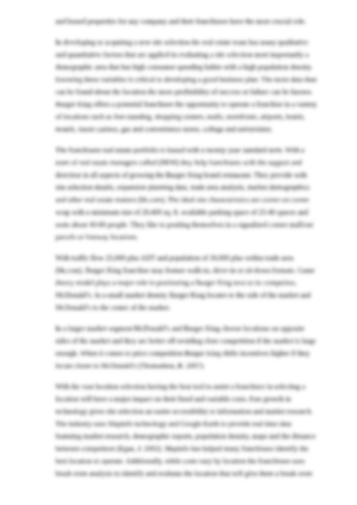 Operations Management - Burger King Analysis | Online Studying Solution