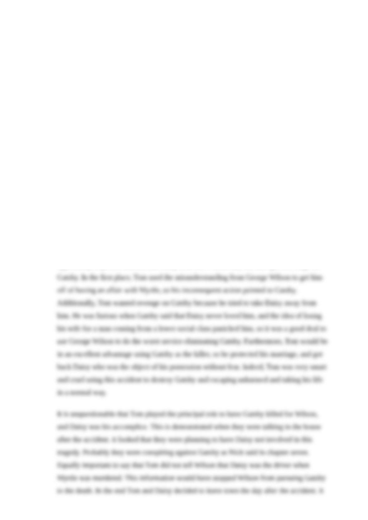 Who is responsible for Gatsby's death? | Course Paper