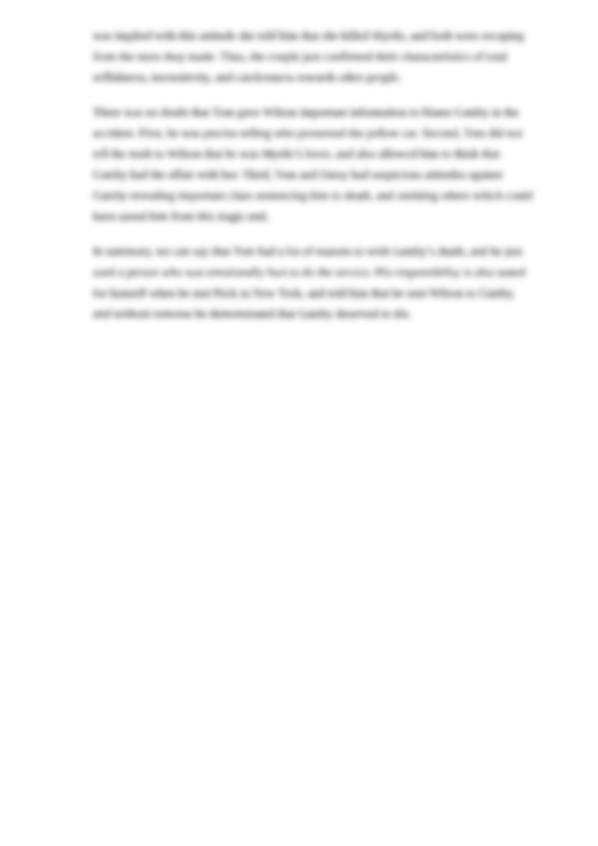 Who is responsible for Gatsby's death? | Course Paper