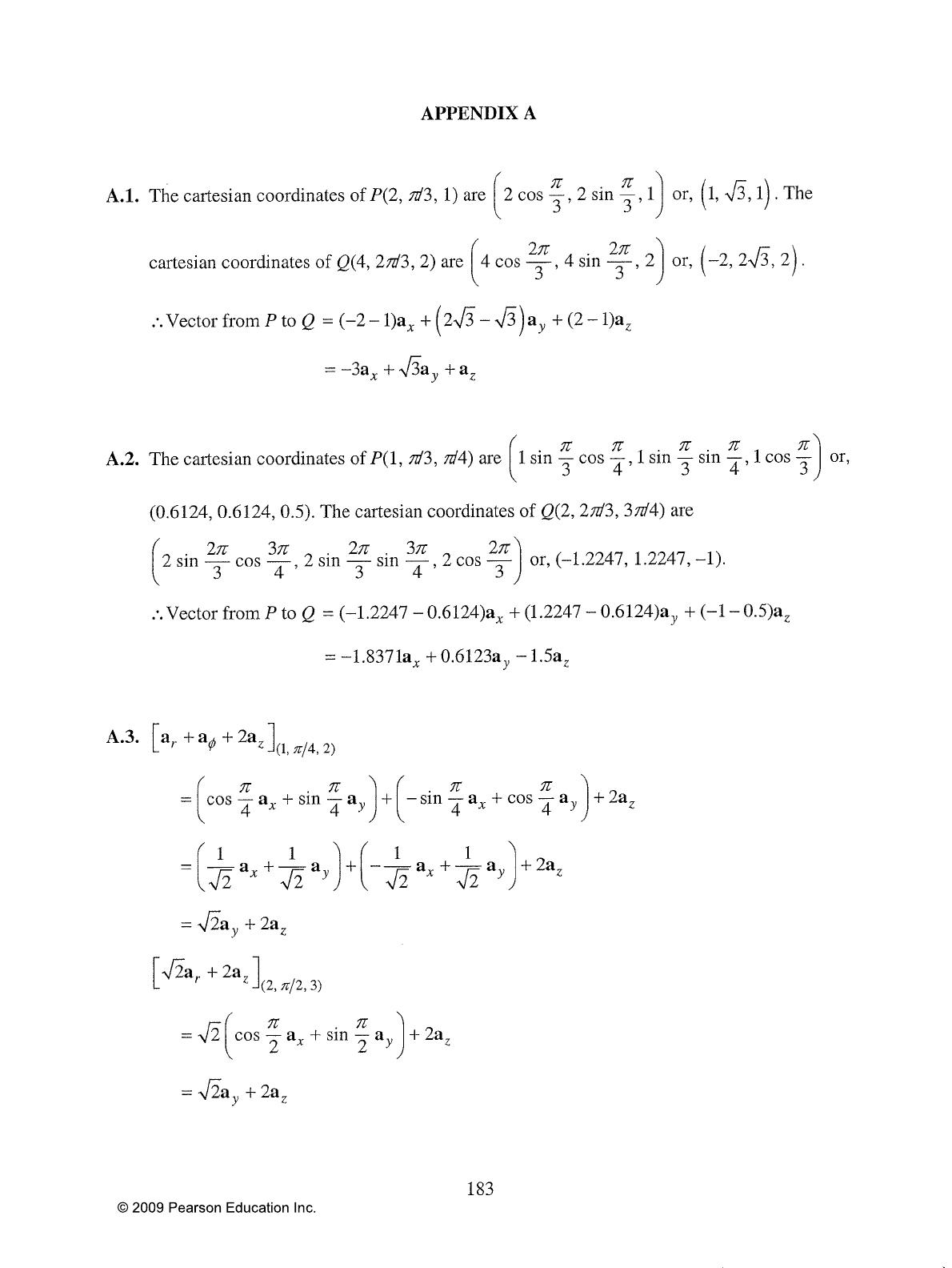 Physics Appendix A Homework The cartesian coordinates of P | Get 24/7 ...